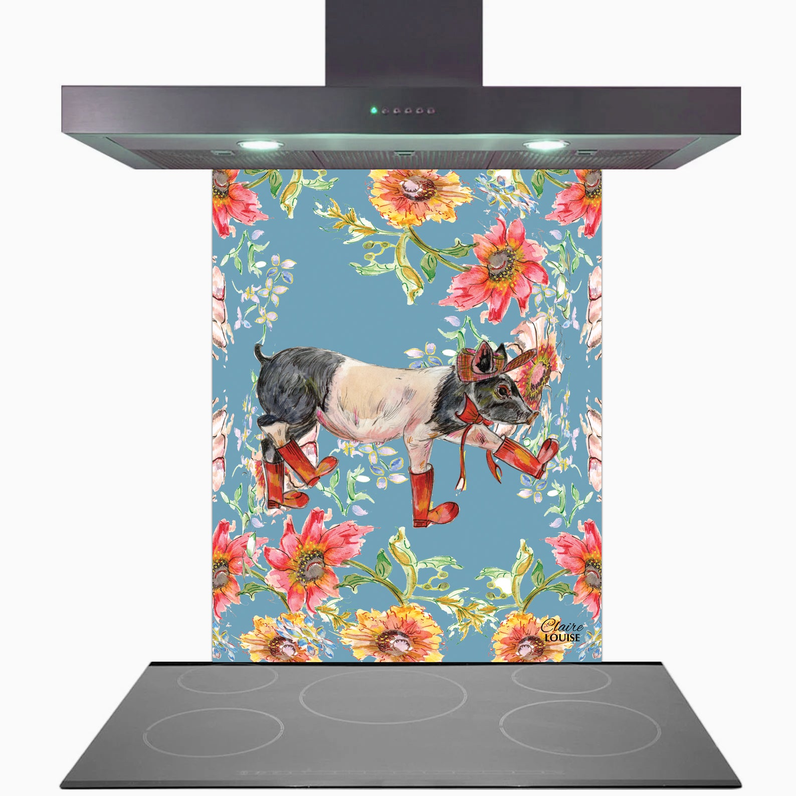 Whimsical Pig Glass Kitchen Splashback – Warren Reed - Designer