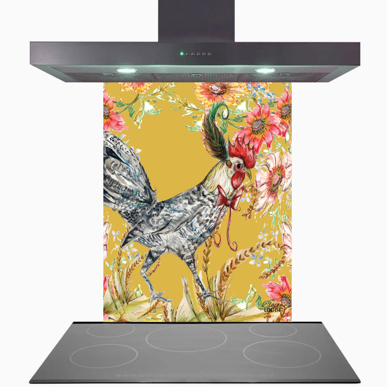 Whimsical Chicken Glass Kitchen Splashback – Warren Reed - Designer